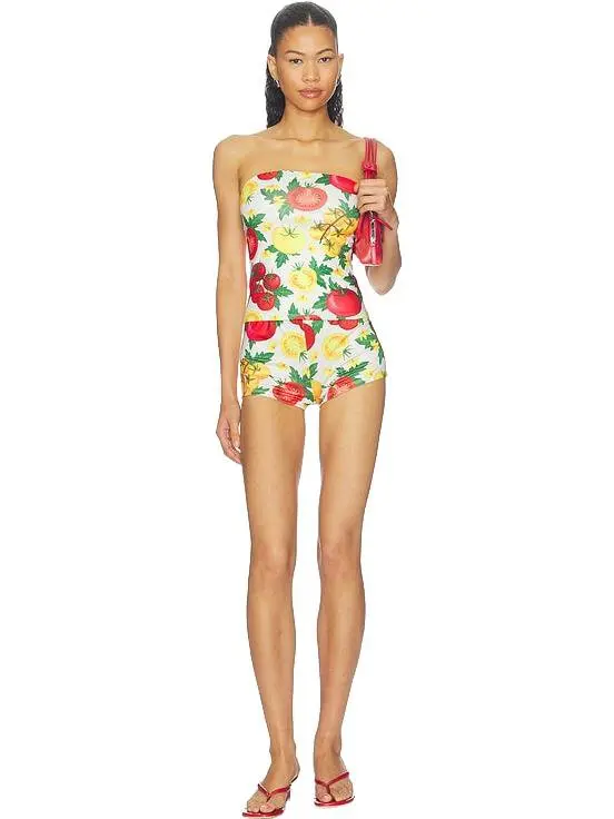 MORE TO COME Strapless Top And Shorts Set With Tomato Print - Multi