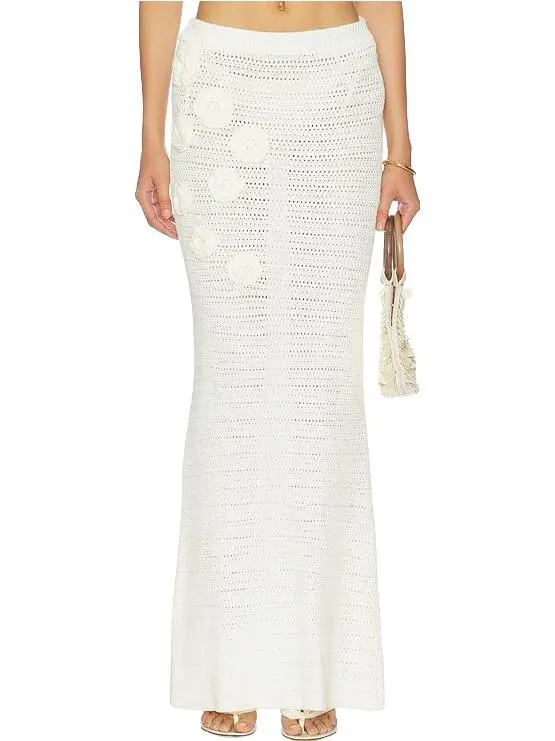 MORE TO COME Tirzah Crochet Maxi Skirt - Ivory