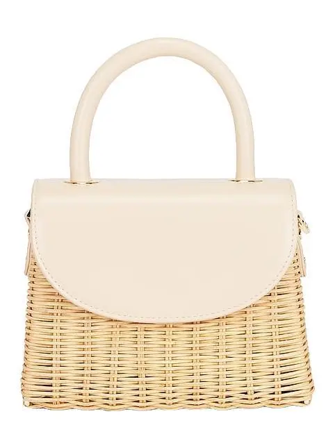 OLGA BERG Elle Wicker Top Handle Bag - Neutral