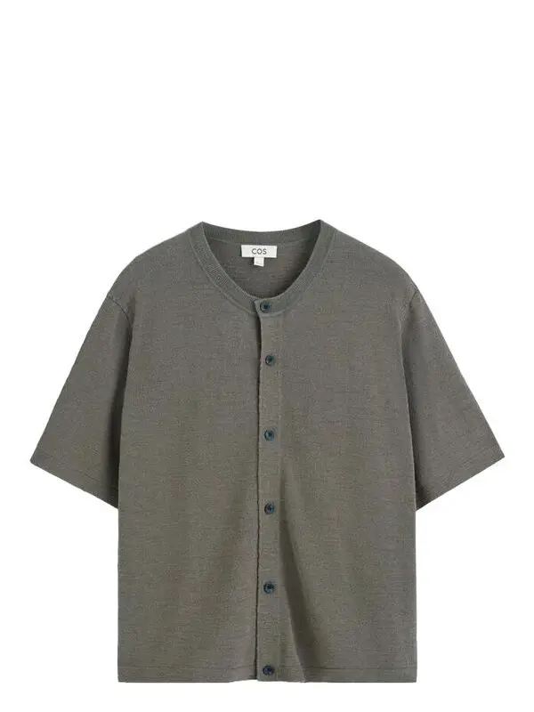 Cos Bouclé-knit Short-sleeved Cardigan - Beige