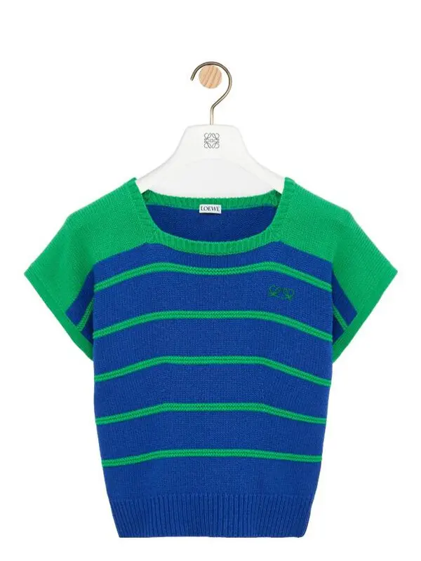 Loewe Sleeveless Sweater In Cotton And Wool - Blue