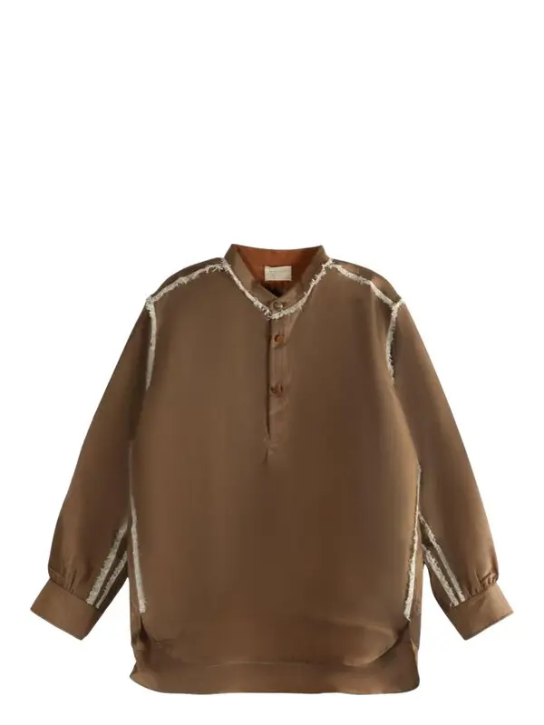 COMMUNS Loose Reverse Motif Shirt - Brown