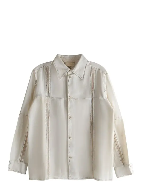 COMMUNS Long-sleeve Shirt With Decorative Stitching - Gray
