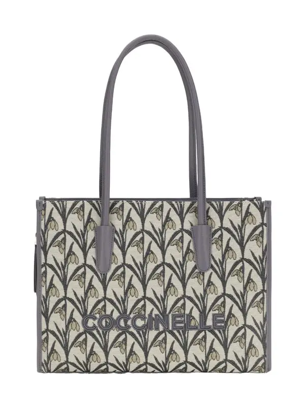 COCCINELLE Printed Jacquard Shoulder Bag - Gray