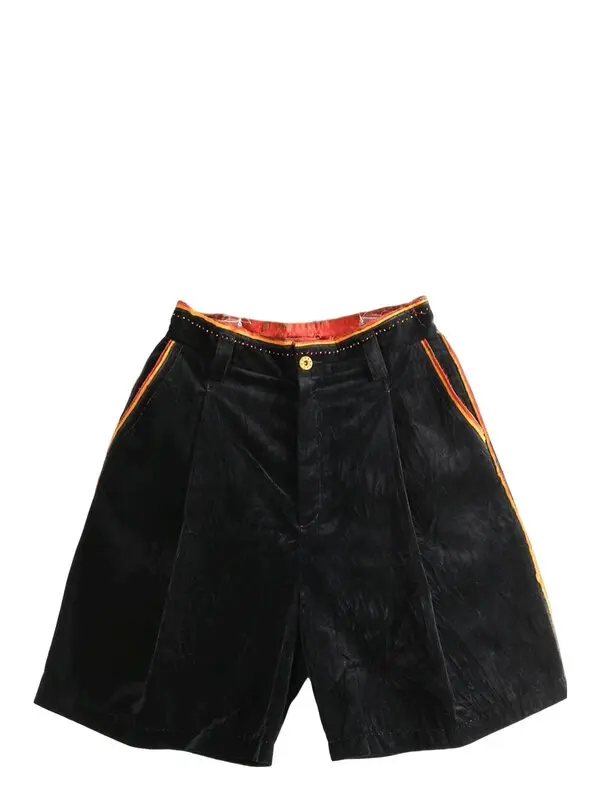 COMMUNS Velour Wide-leg Shorts - Black