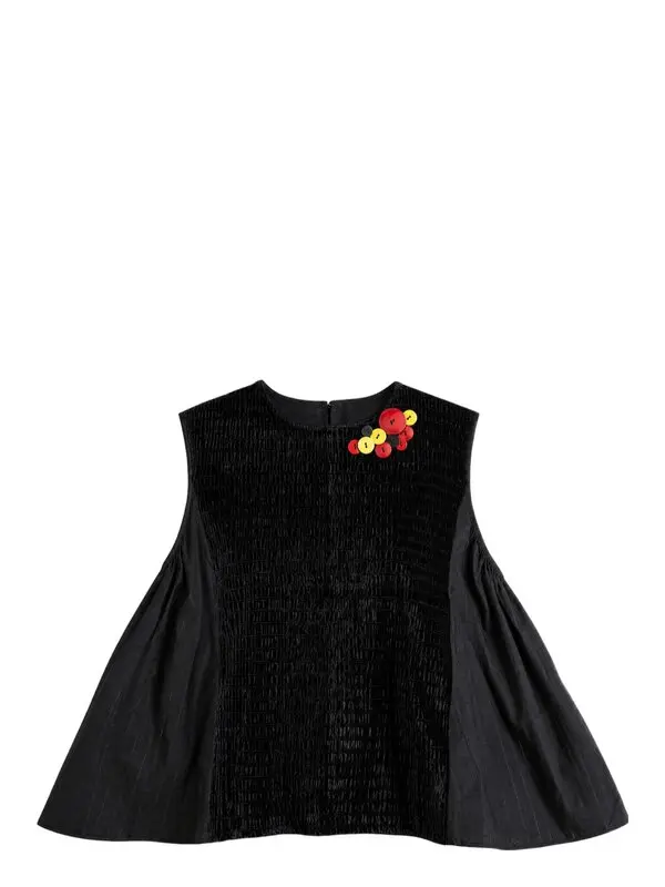 COMMUNS Sleeveless Paneled Top With Button Detail - Black