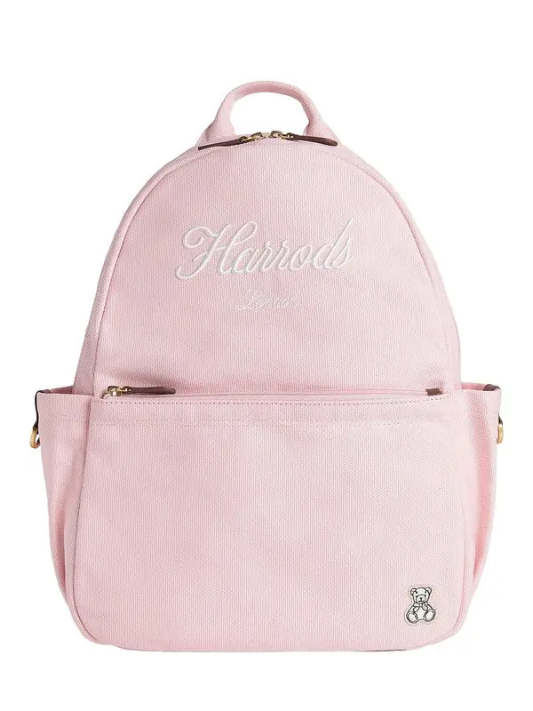 Harrods Cotton Embroidered Emblem Backpack - Pink