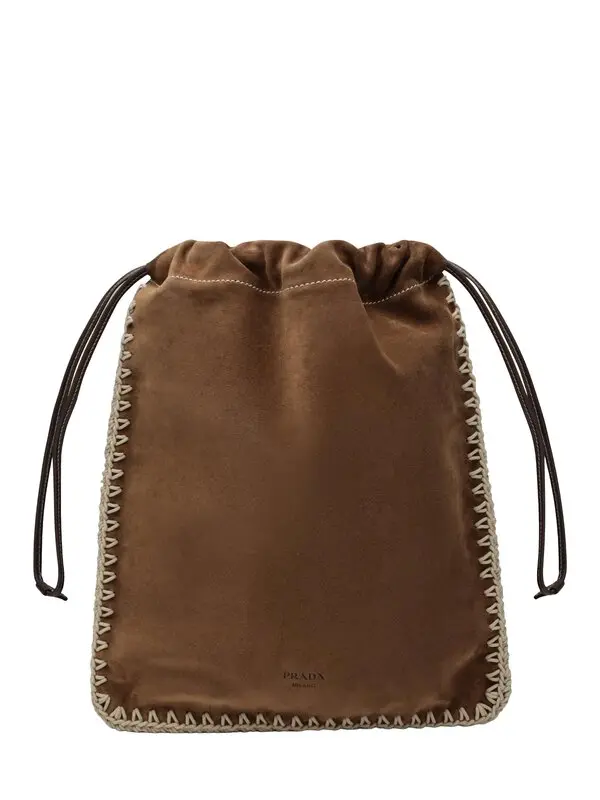 Prada Suede Leather Wish Pouch - Brown