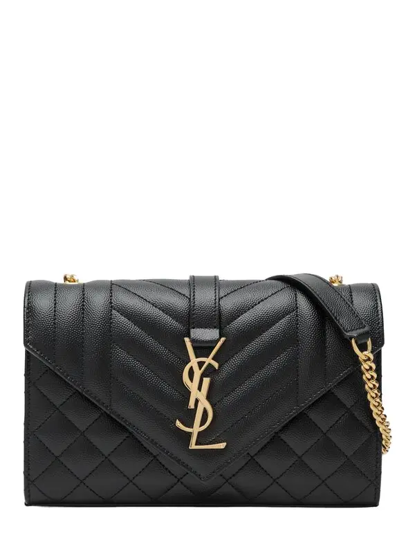 Saint Laurent Small Envelope Flap Bag In Quilted Leather - Black
