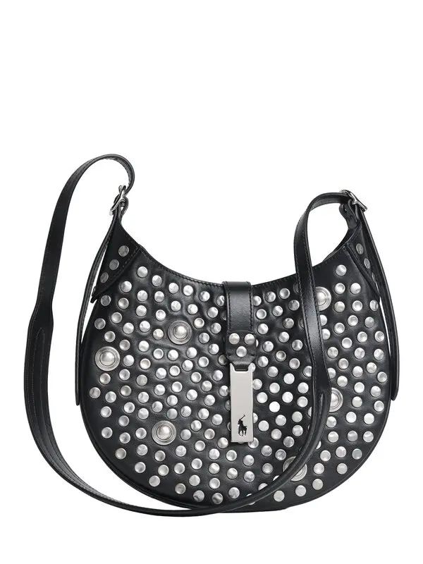 Polo Ralph Lauren Leather Studded Shoulder Bag - Black