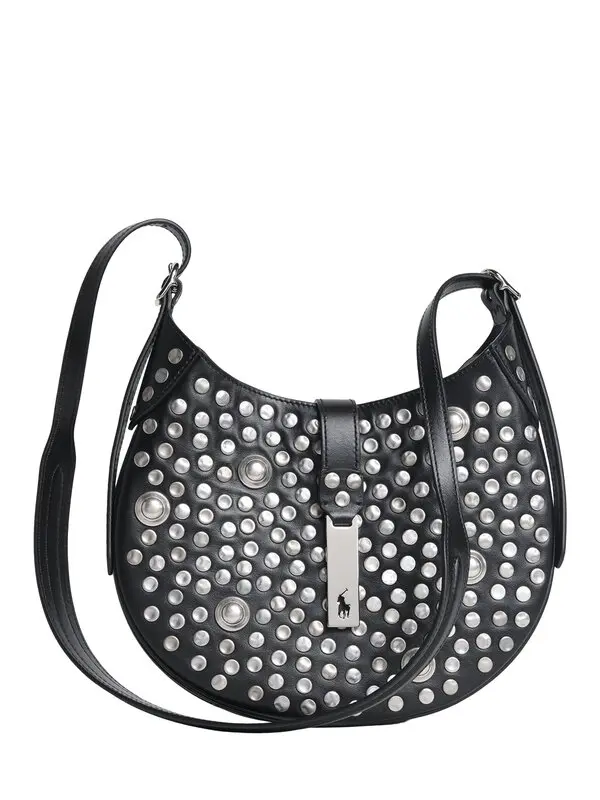 Polo Ralph Lauren Leather Studded Shoulder Bag - Black