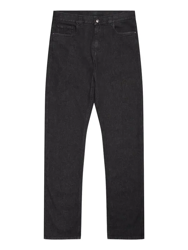 Canali Stretch Cotton-cashmere Straight Jeans - Black
