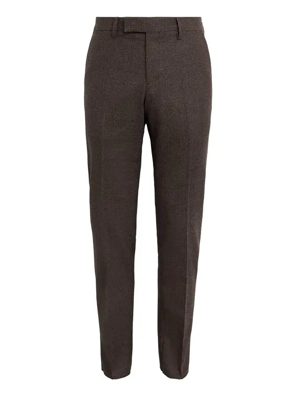 LARDINI Virgin Wool Check Trousers - Brown