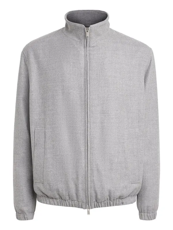 LARDINI Zip-up Stretch-virgin Wool Jacket - Grey