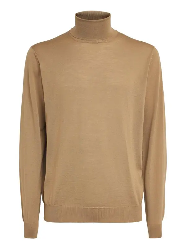 LARDINI Virgin Wool Rollneck Sweater - Brown