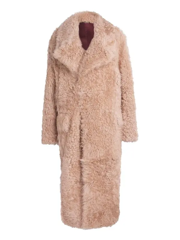 Victoria Beckham Shearling Overcoat - Pink