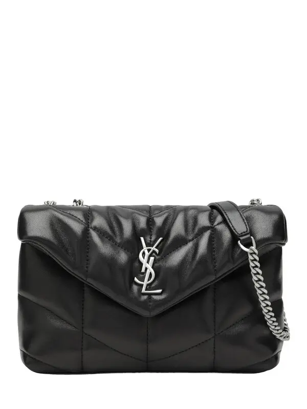 Saint Laurent Loulou Mini Puffer Bag In Quilted Lambskin - Black