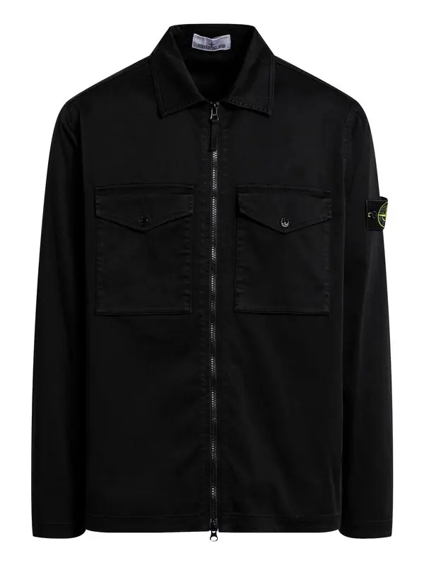 Stone Island Cotton Zip-up Jacket - Black