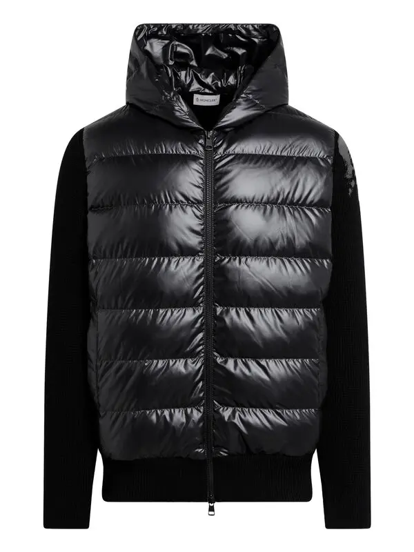 Moncler Padded Wool Zip-up Hoodie - Black
