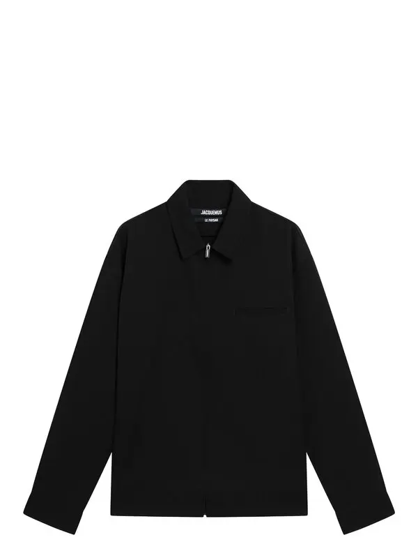 Jacquemus Mecano Zip-up Shirt In Wool - Black