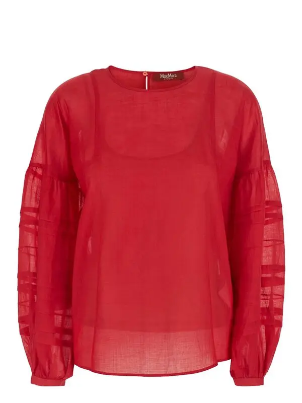 Max Mara Sheer Paneled Blouse - Red