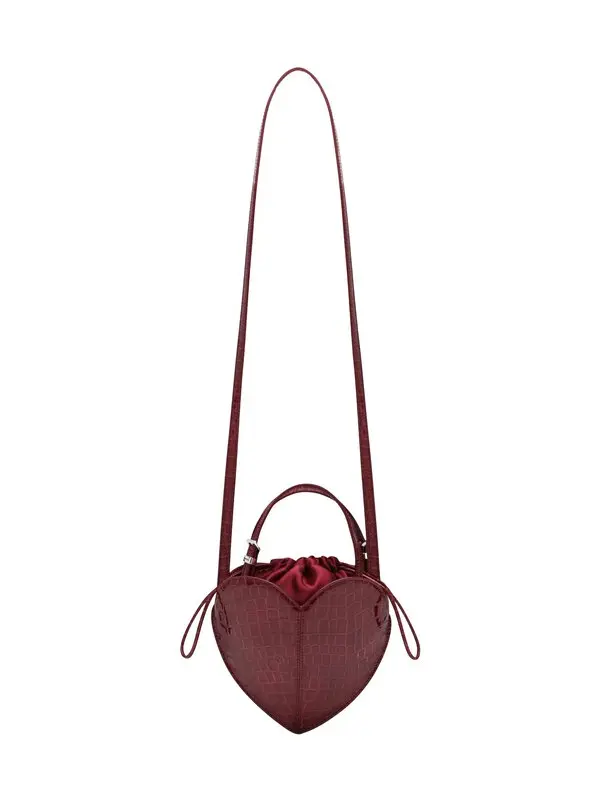 ROTATE BY BIRGER CHRISTENSEN Heart Shaped Structured Bag In Croc-embossed Leather - Red