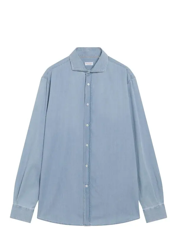 Brunello Cucinelli Easy Fit Shirt In Light Denim - Blue
