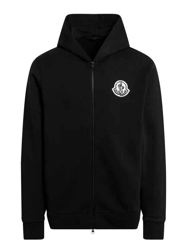 Moncler Cotton Hoodie With Embroidered Logo - Black