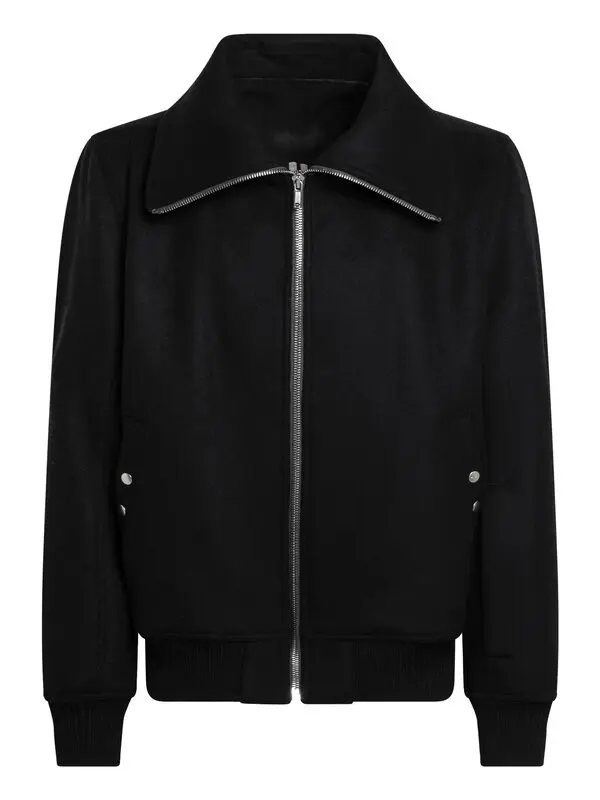 Rick Owens Virgin Wool High-neck Bomber Coat - Black