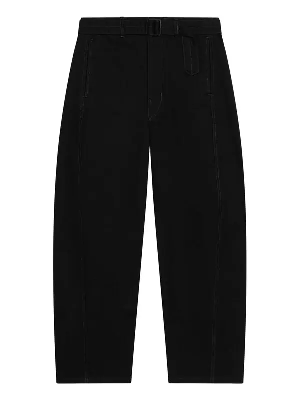 LEMAIRE Cotton Trousers With Belt - Black