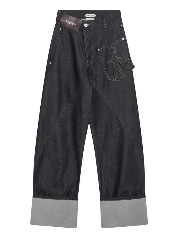 JW Anderson Indigo Denim Workwear Jeans With Twisted Turn-up - Blue