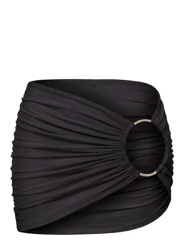 KHELA THE LABEL Draped Mini Skirt With Metal Ring Detail - Black