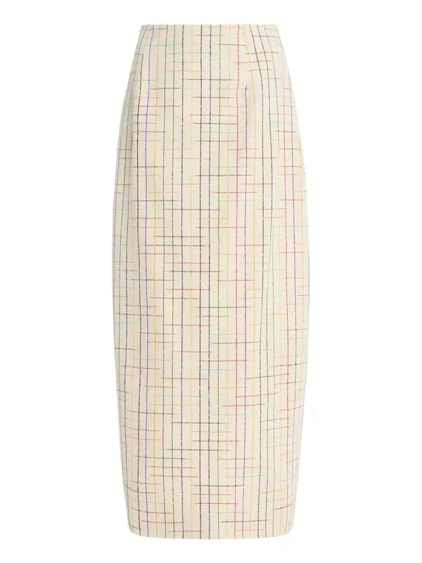 Rosie Assoulin Space-dyed Checked Silk Midi Skirt - Multi