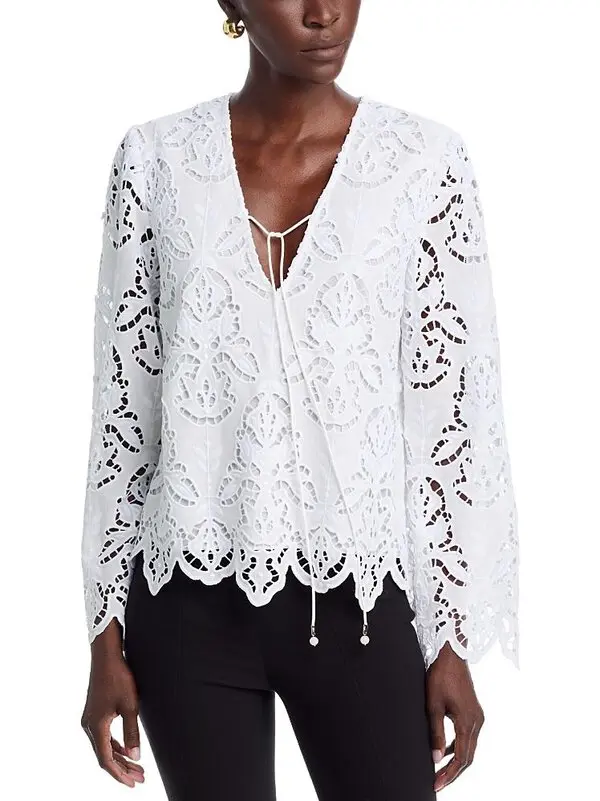 TOCCIN Halina Embroidered Lace Top - Optic