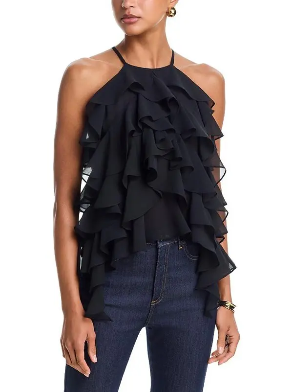 Cinq À Sept Ruffled Halter Top - Black