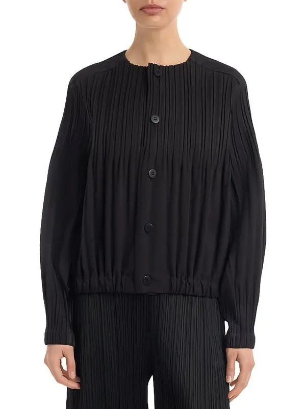 Issey Miyake Button-front Pleated Jacket - Black