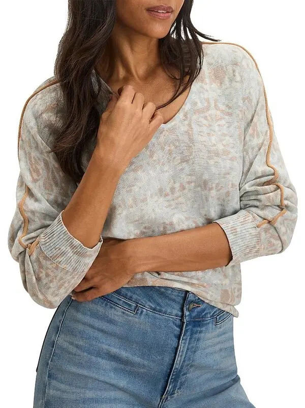 NIC+ZOE Impressions Tipped Sweater - Blue Multi