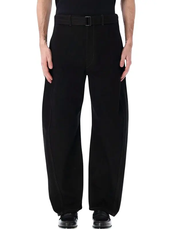 LEMAIRE Twisted Belted Denim Pants - Nero