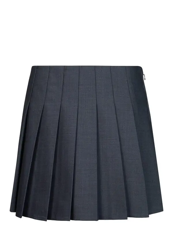 SELF-PORTRAIT Pleated Mini Skirt With Lace Trim - Grigio