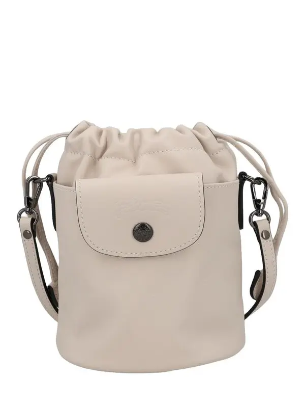 Longchamp Leather Mini Bucket Crossbody Bag - Ivory