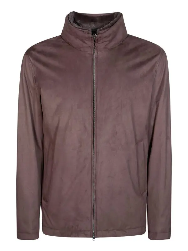 Herno Classic Windbreaker Jacket With Stand Collar - Marrone