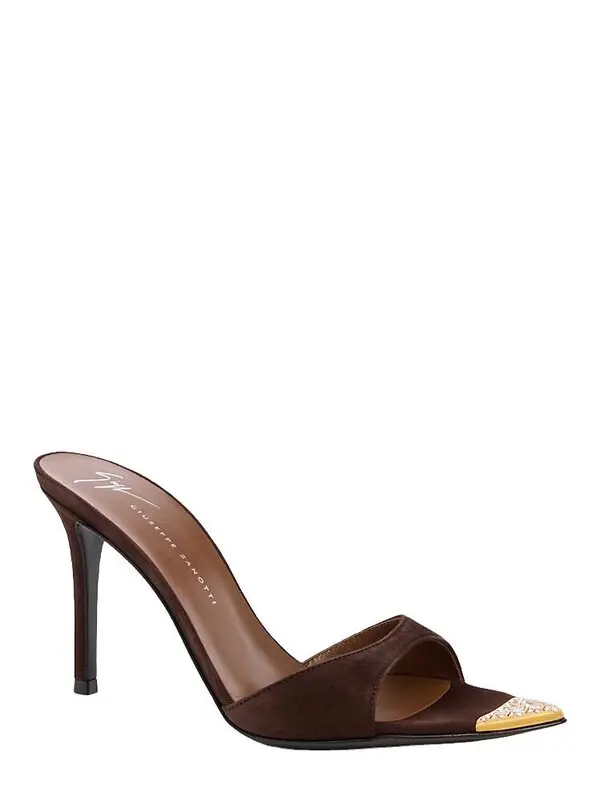GIUSEPPE ZANOTTI Embellished Toe Slide Sandals - Ebano