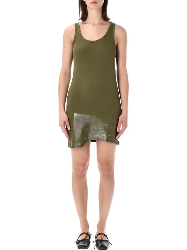 MAISON MARGIELA Stretch Ribbed Cotton Mini Dress With Sheer Hem - Verde