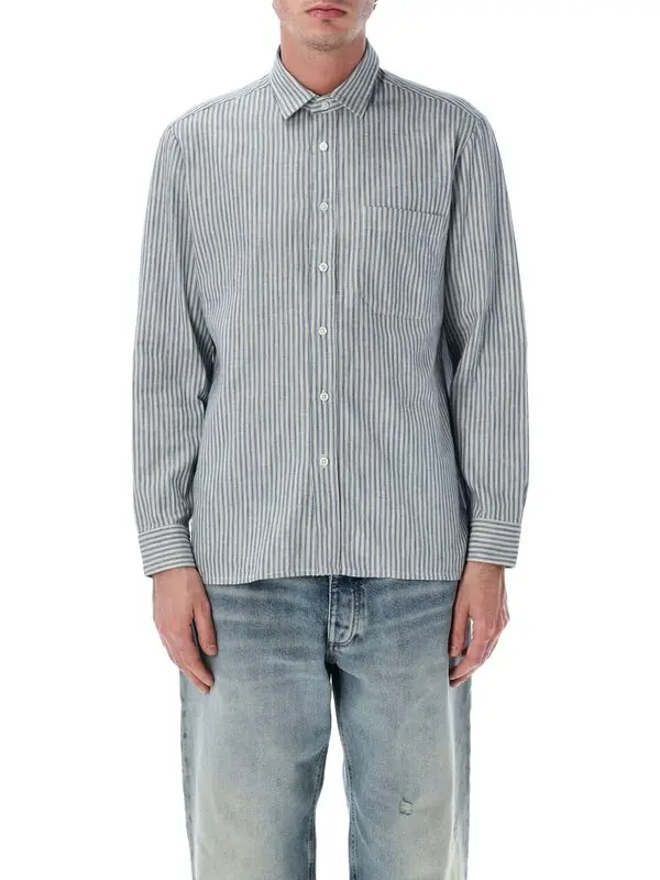 SALVATORE PICCOLO Tahiti Striped Cotton Button-down Shirt - Blu