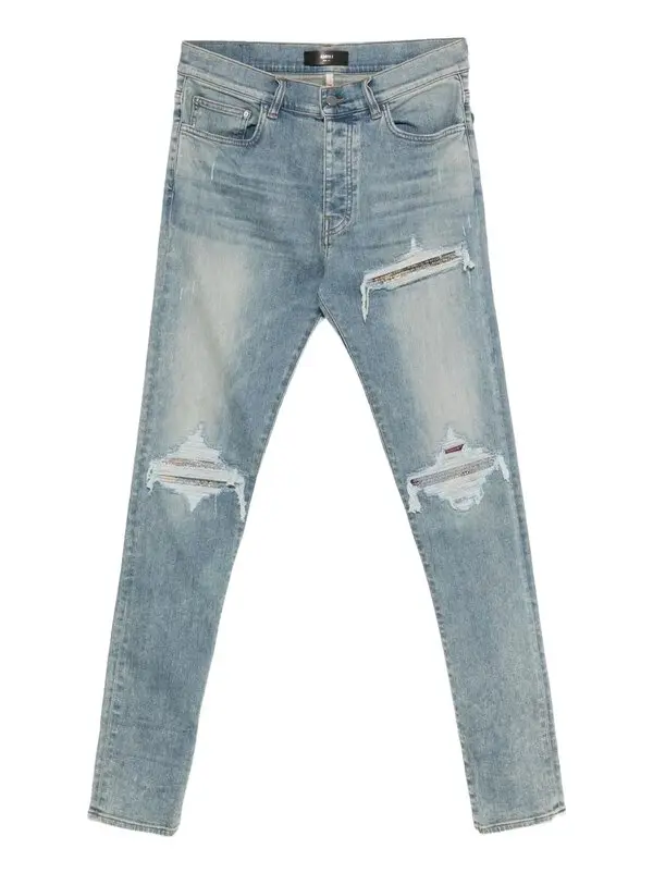 Amiri Distressed Zip Detail Slim Fit Jeans - Mediumindg