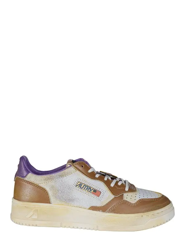 AUTRY Vintage Lace-up Low-top Sneakers - Marrone