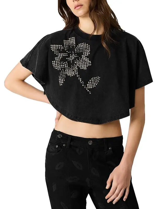 Steve Madden Callum Embellished Knit Top - Black