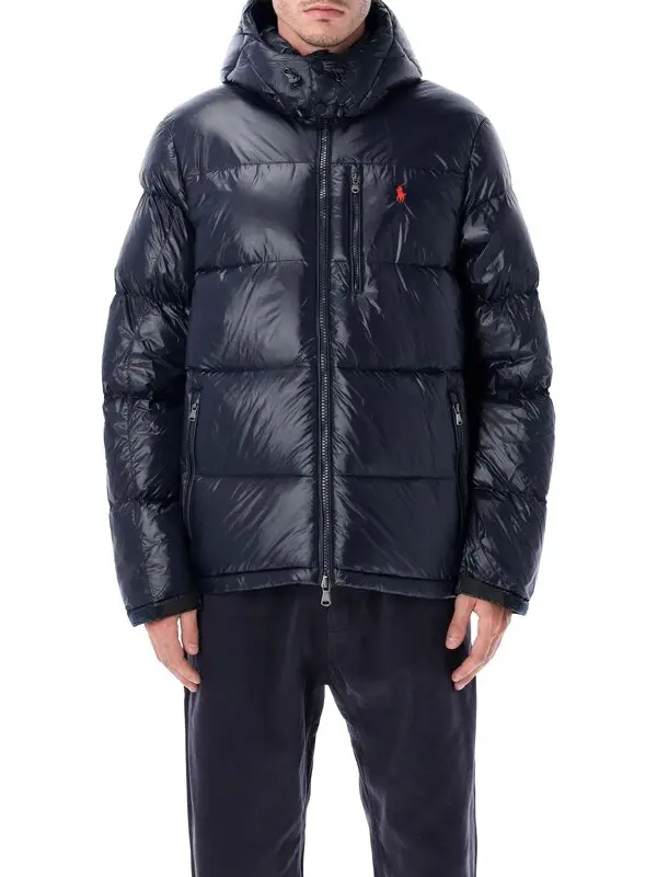 Polo Ralph Lauren Glossy Finish Down Jacket With Detachable Hood - Blu