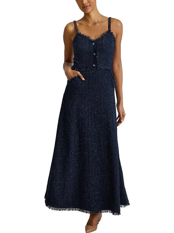 St. John Metallic Shimmer Maxi Dress - Midnight Metallic