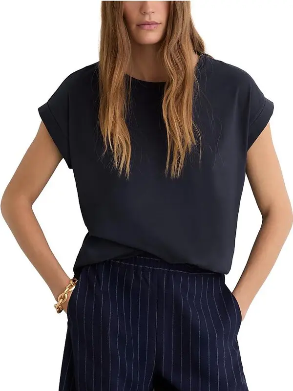 REISS Tommie Crewneck Tee - Navy